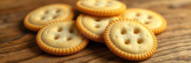 Unique Button-shaped Crackers Arranged on a Wooden Surface for a ...