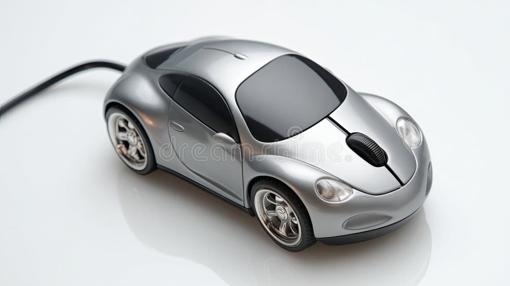 Unique Car-Shaped Computer Mouse on White Surface Stock Image - Image ...