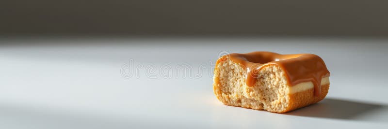 Unique Caramel-covered Pastry Piece Sits Alone on a Smooth Table ...