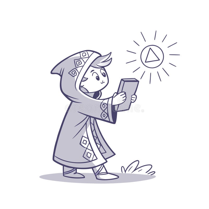 Unique Cartoon Design of Ancient Rune Reader Stock Vector ...