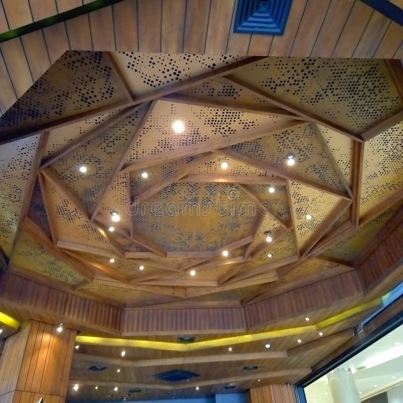 Unique Ceiling Made from Woods of a Cafe. Stock Image - Image of ...