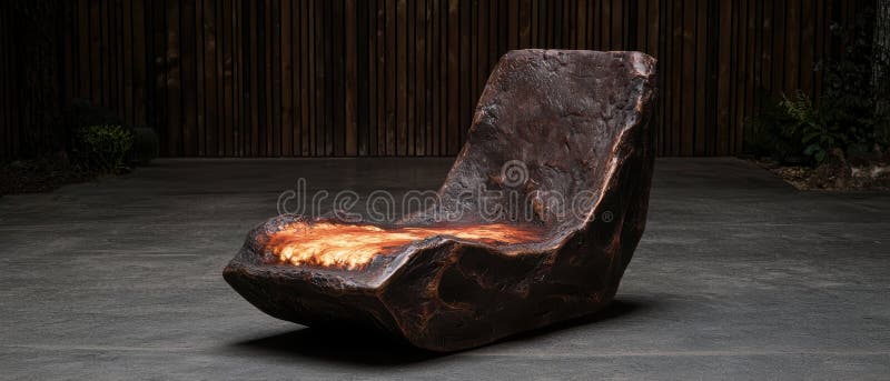 A Unique Chair Made from Stone with a Glowing Seat. Stock Illustration ...