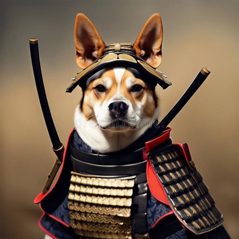 Brave Dog in the Robe of a Samurai Knight Stock Illustration ...