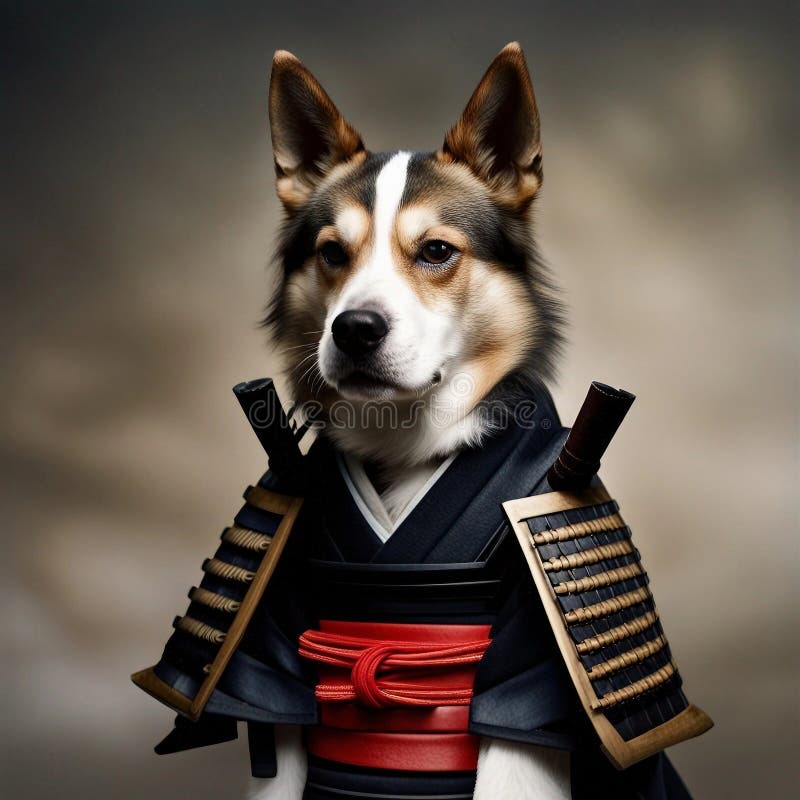 Brave Dog in the Robe of a Samurai Knight Stock Illustration ...