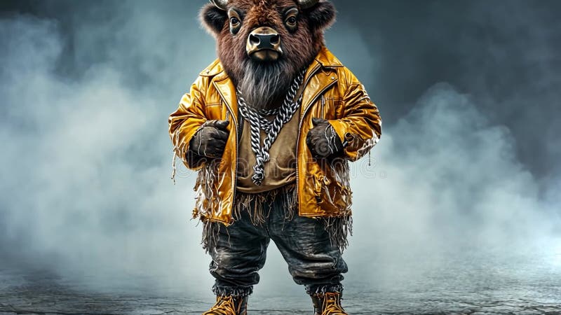 Unique Character Design Featuring Bison in Urban Attire Against a ...