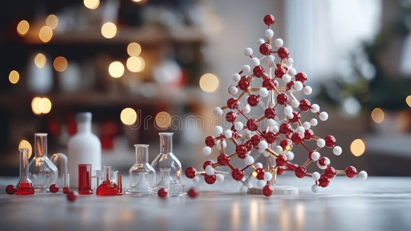 Minimalist Christmas Tree Made from Molecular Structures Displayed with ...