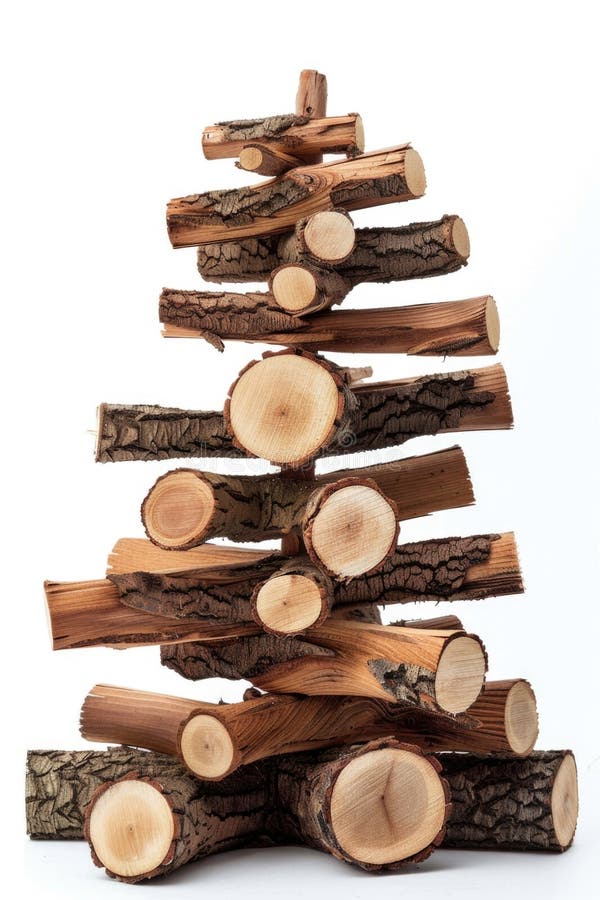 A Unique Christmas Tree Made Out of Logs, Perfect for Holiday Designs ...