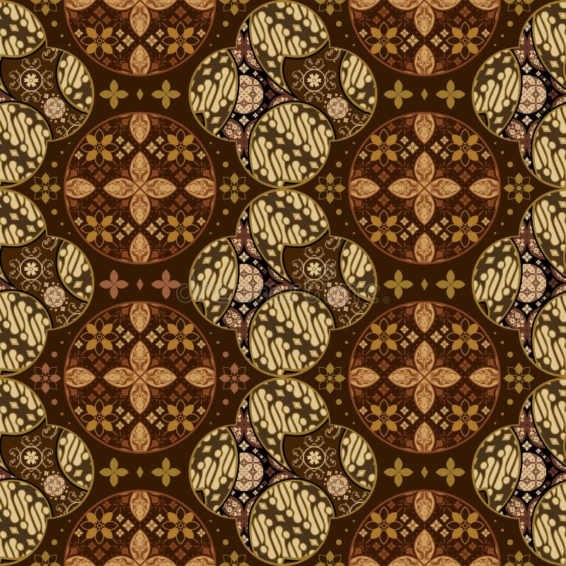 Unique Circle Pattern on Batik Design with Seamless Dark Brown Color ...