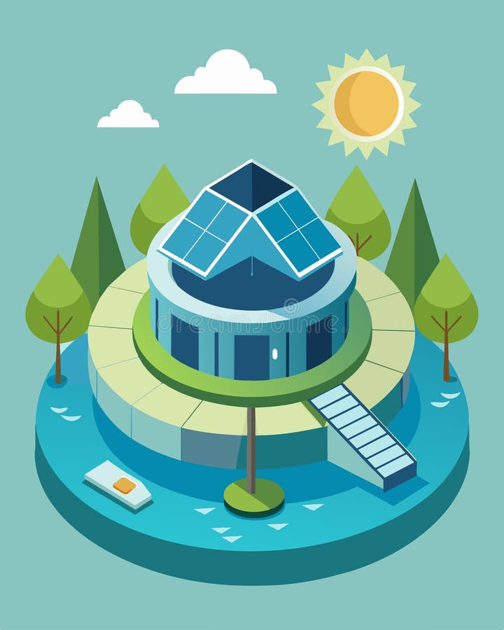 A Unique Circular House on a Large Pond Boasting a Rotating Solar Panel ...