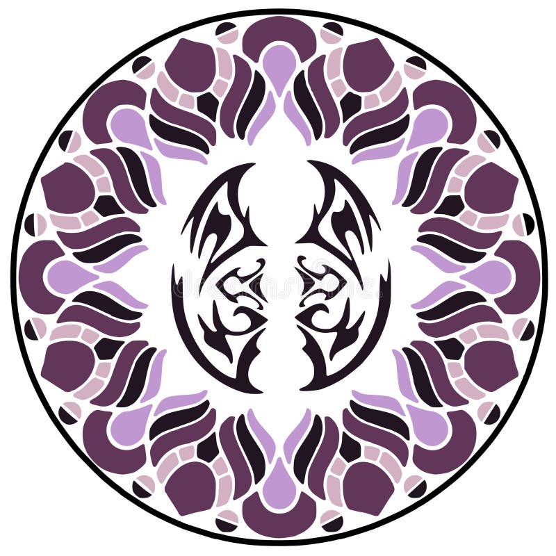 "Sacred Balance – Tribal Symmetry in Violet Tones" Stock Illustration ...