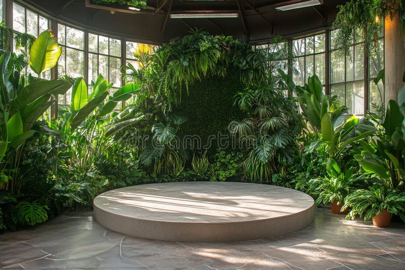 Unique Circular Stage Surrounded by Lush Greenery in a Tropical Setting ...