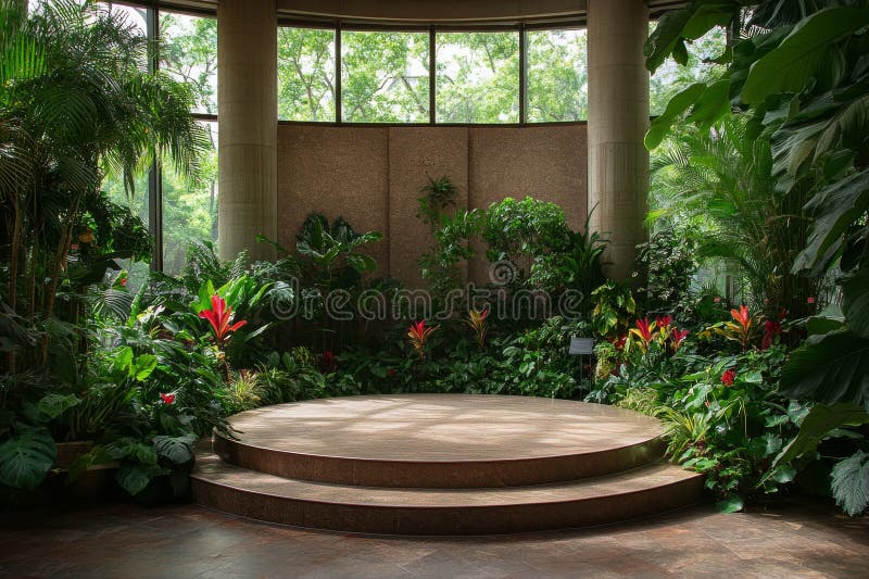 Unique Circular Stage Surrounded by Lush Greenery in a Tropical Setting ...