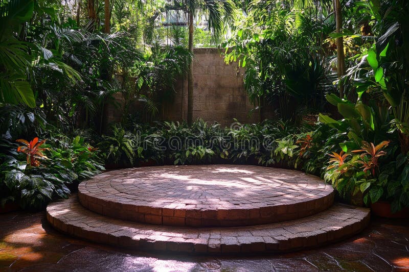 Unique Circular Stage Surrounded by Lush Greenery in a Tropical Setting ...