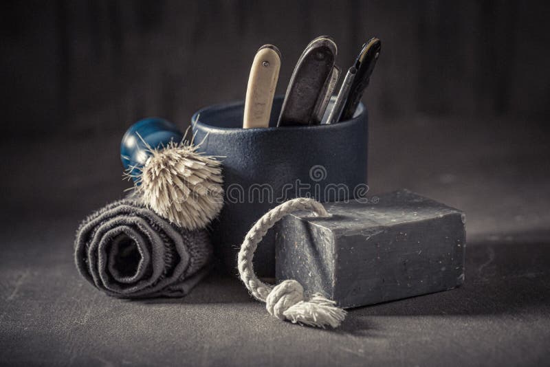 Unique and Classic Shave Set with Razor and Brush Stock Photo - Image ...