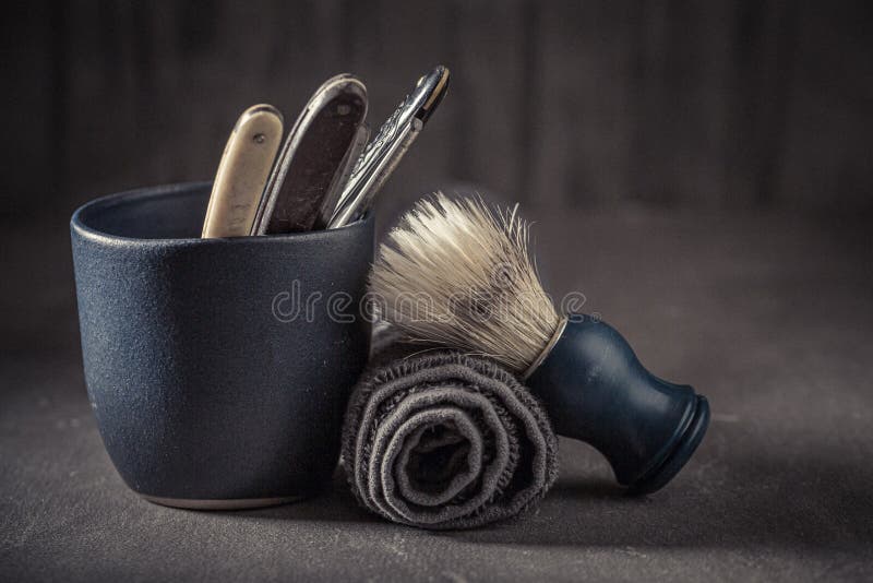 Unique and Classic Tools for Shave with Razor and Brush Stock Photo ...