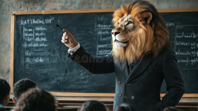 Creative Teaching Moment in a Classroom with a Lion-headed Instructor ...