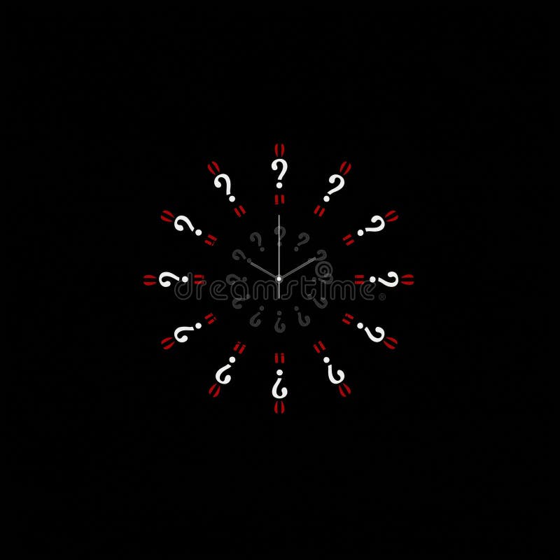 A Unique Clock Face Design Featuring Question Marks and Bold Colors on ...