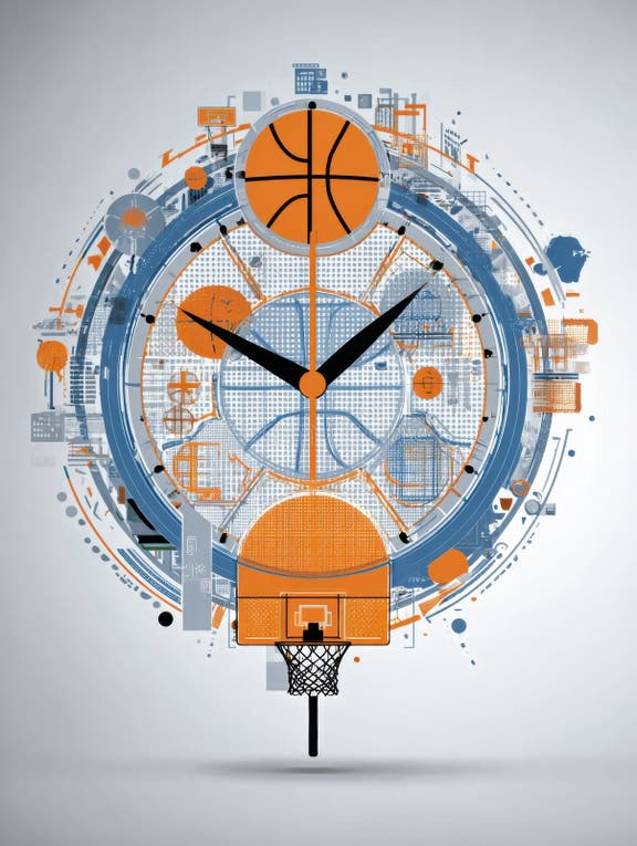 Unique Clock Face Design Inspired by Basketball Elements Featuring a ...