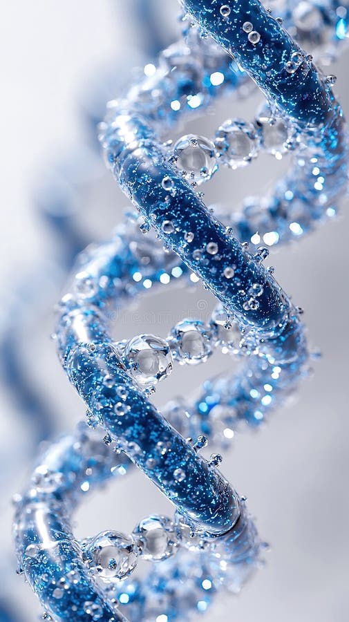 Unique Close-up of Blue DNA Double Helix Structure Immersed in ...