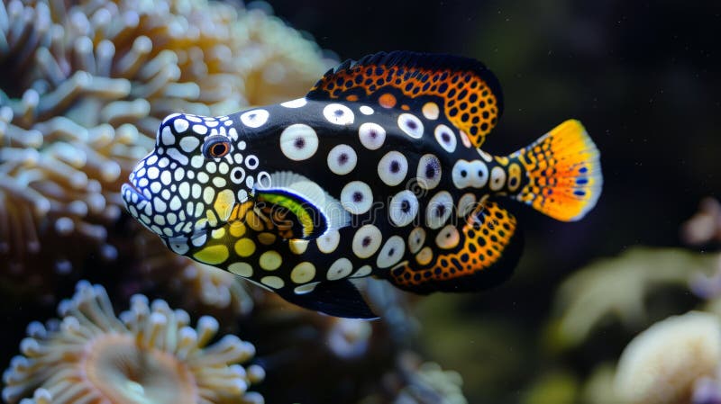 Unique Clown Triggerfish Displaying Distinctive Coloration and Patterns ...