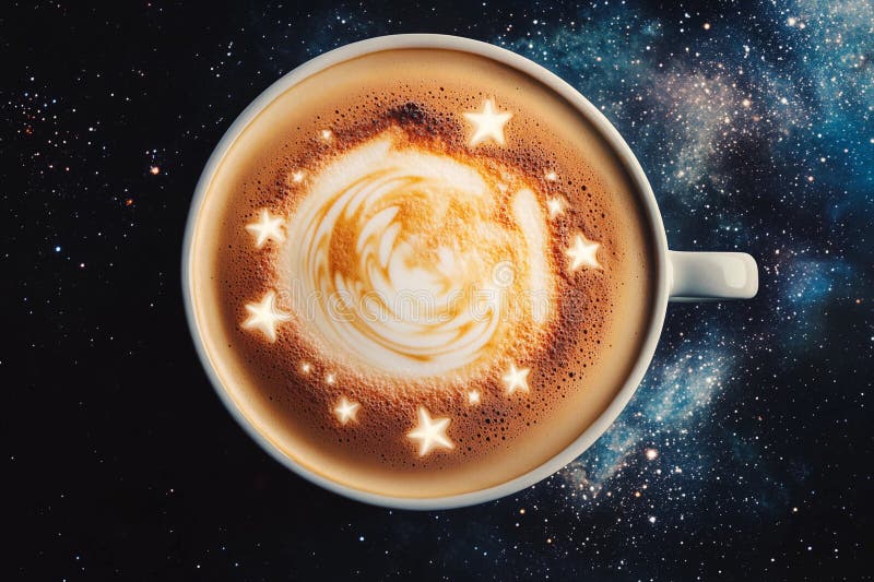 Unique Coffee Art Featuring a Galaxy Design with Stars and Swirling ...