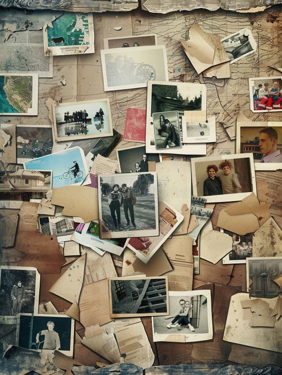 Unique Collage Featuring Vintage Photographs and Assorted Memories on a ...