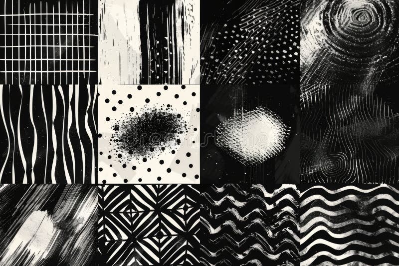 A Unique Collage of Various Black and White Patterns. Ideal for Graphic ...