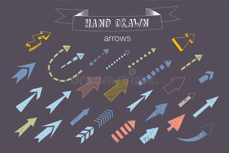 Unique Collection of Hand Drawn Arrows. Stock Vector - Illustration of ...