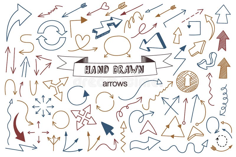 Unique Collection of Hand Drawn Arrows. Stock Vector - Illustration of ...