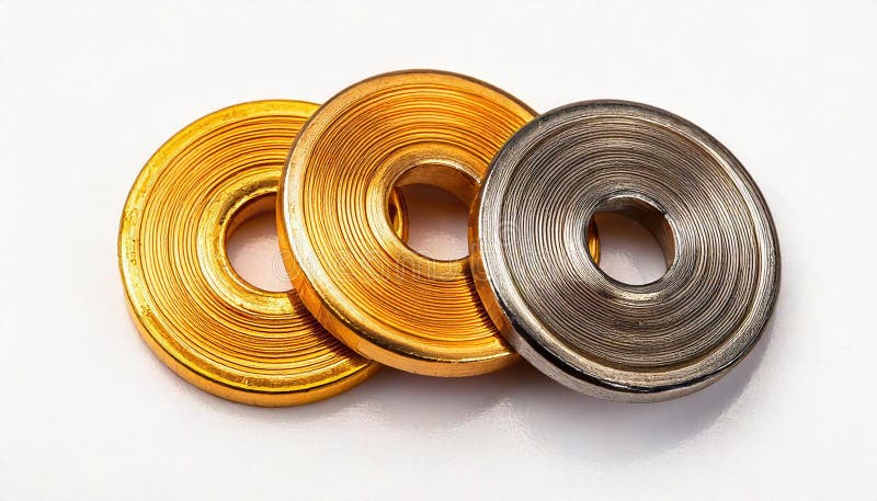 Unique Collection of Metallic Discs in Gold, Silver, and Bronze Colors ...