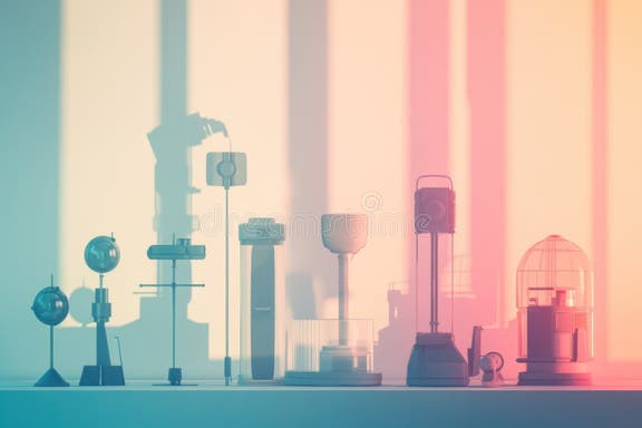 Unique Collection of Scientific Instruments Casting Shadows in Soft ...