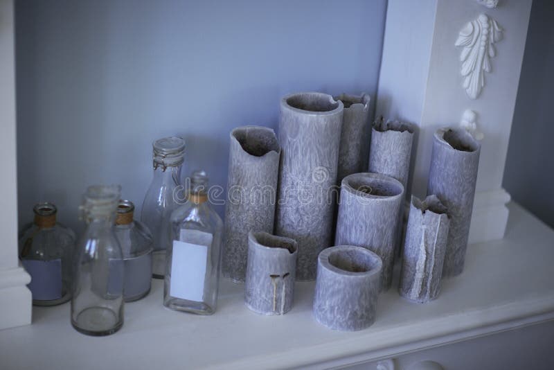 Unique Colorful Ceramic Vase and Glass Bottles Stock Photo - Image of ...