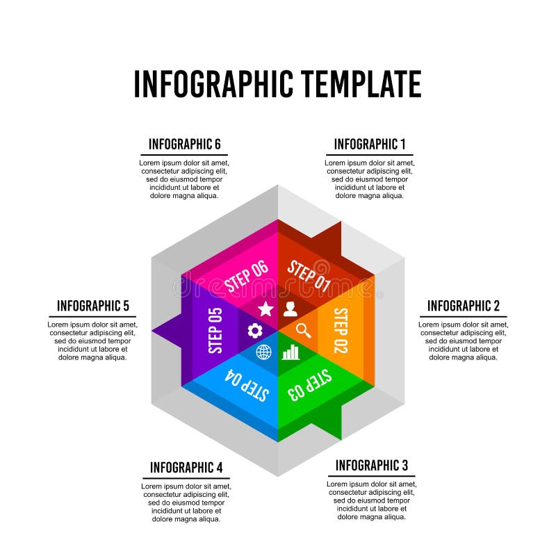 Colorful Hexagonal Infographic Design Template. Stock Illustration ...