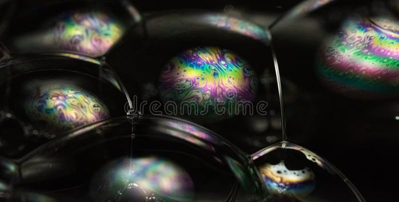 Unique Colorful Macro Bubble Seen in Reflection Stock Photo - Image of ...