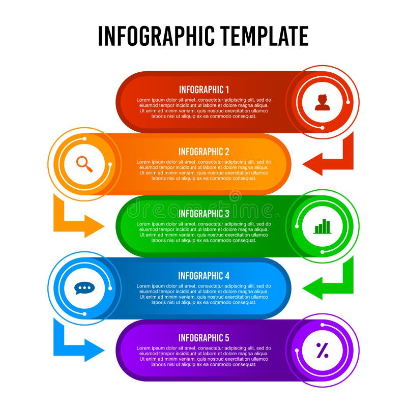 Colorful 5 Steps Infographic Design Template. Stock Illustration ...