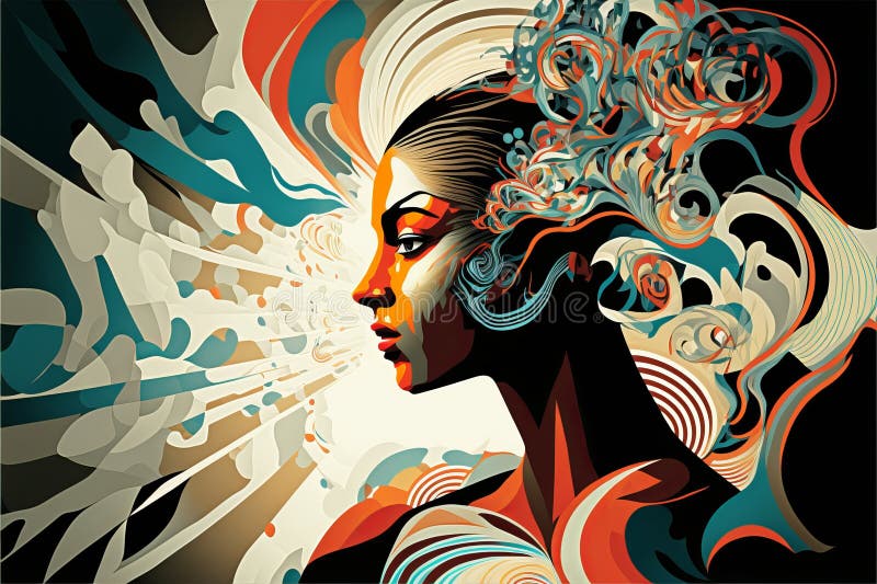 Open-mindedness Abstract Art (generative AI) Stock Illustration ...