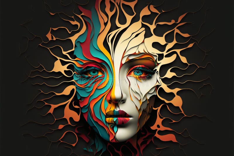 Self-awareness Abstract Art (generative AI) Stock Illustration ...