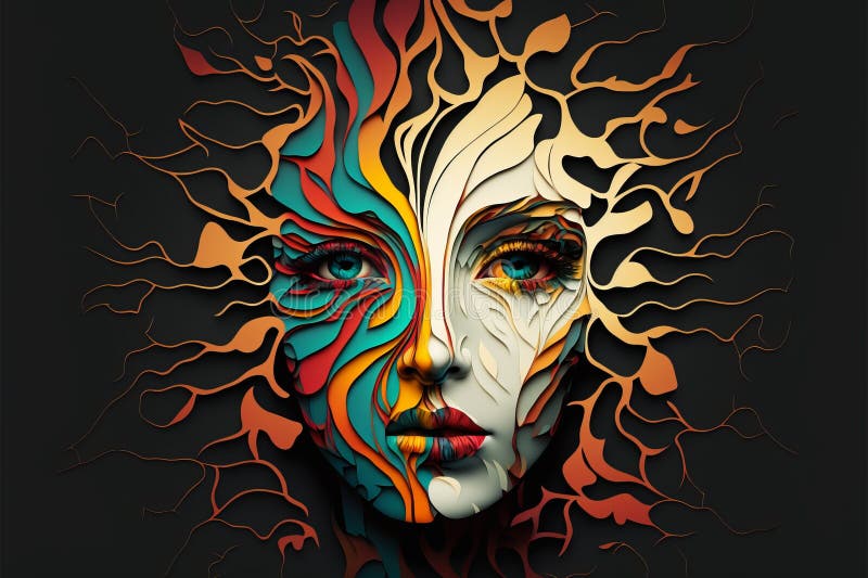 Self-awareness Abstract Art (generative AI) Stock Illustration ...