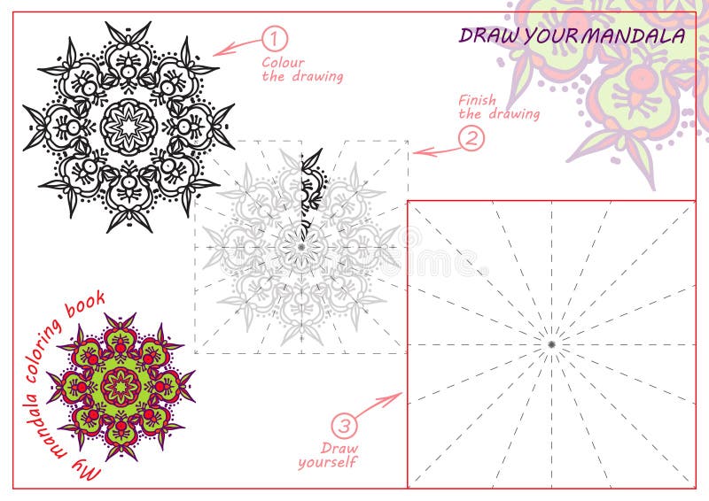 Unique Coloring Book, Rectangular A4 Page. Hand Drawing Zentangle Color ...