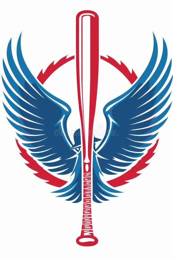 A Unique Combination of a Baseball Bat and Wings on a White Background ...