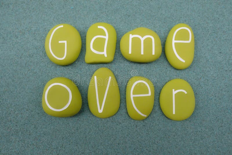Game Over Text Composed with Green Colored and Carved Stone Letters ...