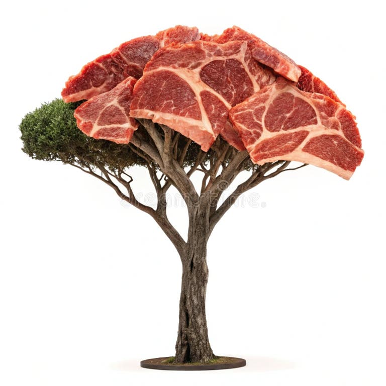Tree Made of Beef Isolated on White Background Stock Illustration ...