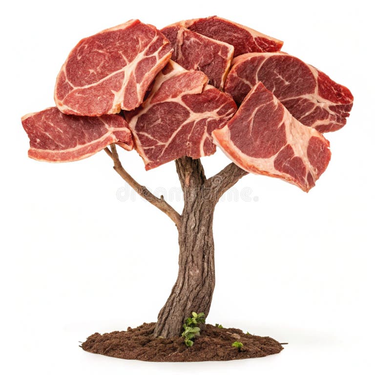 Tree Made of Beef Isolated on White Background Stock Illustration ...