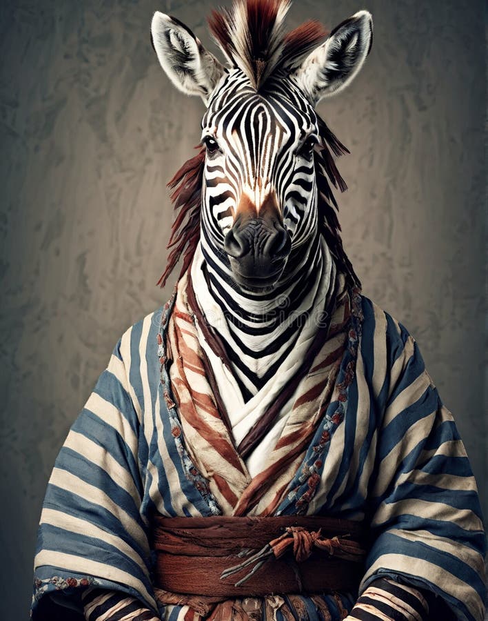 A Zebra Head Fused with Human Attire Stock Illustration - Illustration ...