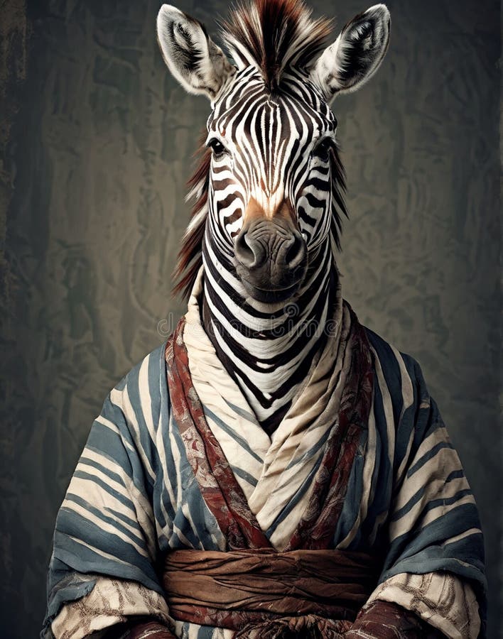 A Zebra Head Fused with Human Attire Stock Illustration - Illustration ...