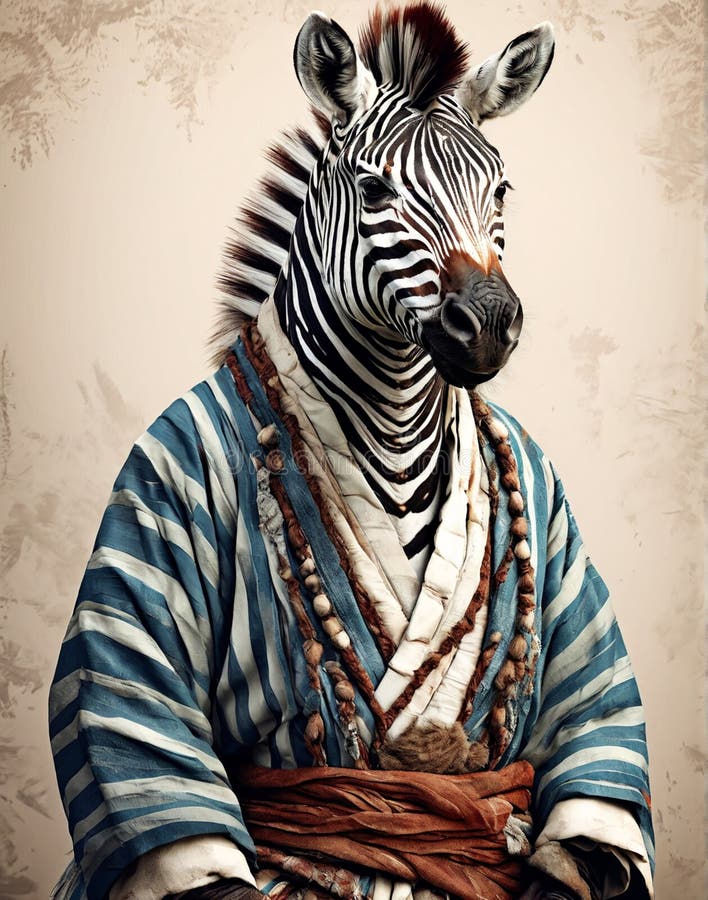 A Zebra Head Fused with Human Attire Stock Illustration - Illustration ...