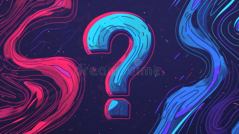 Unique Continuous Line Question Mark Icon Art on Colorful Abstract ...