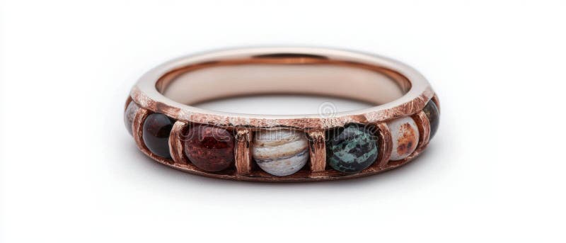 Unique Copper Ring with Embedded Stones Stock Illustration ...