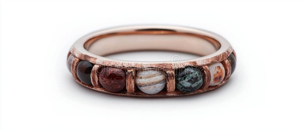 Unique Copper Ring with Embedded Stones Stock Illustration ...