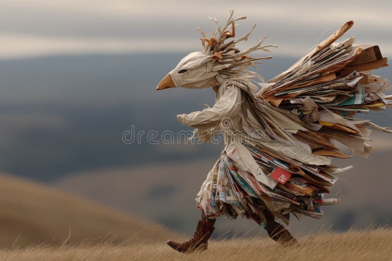 Unique Costume Crafted from Plastic and Cardboard for Creative Outdoor ...